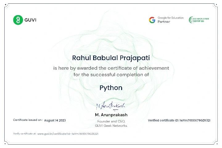 RAHUL PRAJAPATI on LinkedIn: Hello everyone, I am sharing certificate ... RAHUL PRAJAPATI on LinkedIn: Hello everyone, I am sharing certificate ...