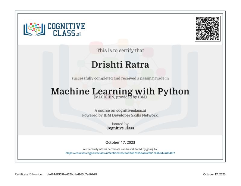 Drishti Ratra on LinkedIn: #ibm #python #machinelearning #cognitiveclass Drishti Ratra on LinkedIn: #ibm #python #machinelearning #cognitiveclass