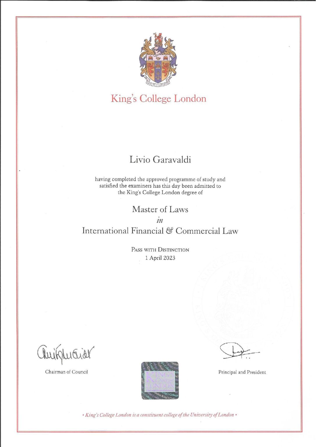 Livio Garavaldi on LinkedIn: #llm #diploma #kcl #certificate #lawschool ... Livio Garavaldi on LinkedIn: #llm #diploma #kcl #certificate #lawschool ...