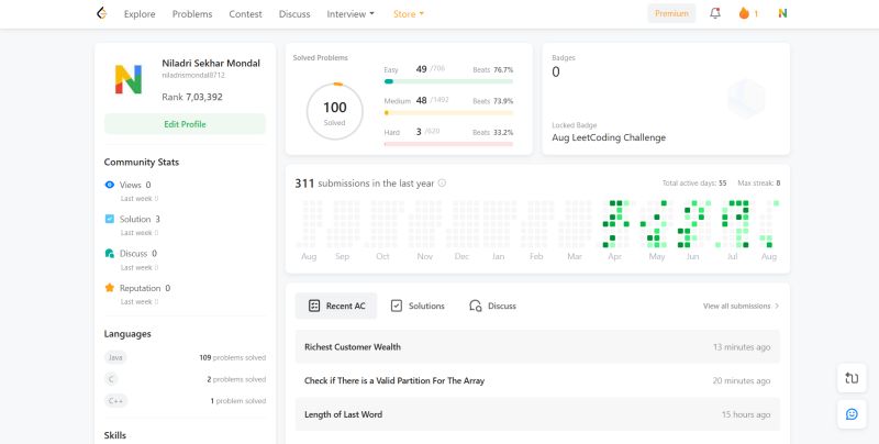 Niladri Sekhar Mondal on LinkedIn: #leetcode #problemsolving #codingjourney Niladri Sekhar Mondal on LinkedIn: #leetcode #problemsolving #codingjourney
