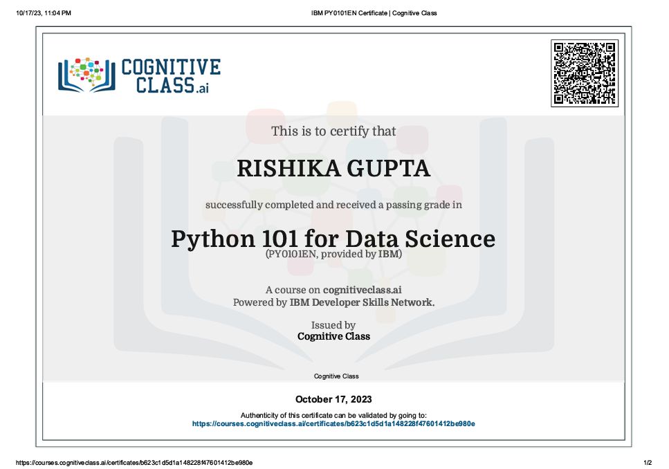 Rishika Gupta on LinkedIn: #python #datascience #ibm #certification Rishika Gupta on LinkedIn: #python #datascience #ibm #certification