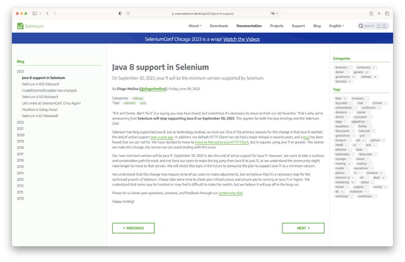 Selenium on LinkedIn: 🚨 Java 8 support announcement 🚨 Selenium will ... Selenium on LinkedIn: 🚨 Java 8 support announcement 🚨 Selenium will ...
