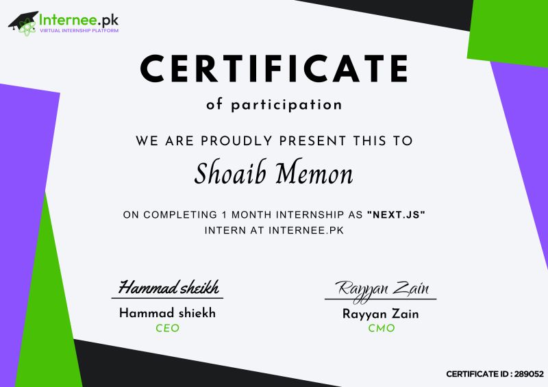 Shoaib Memon on LinkedIn: #internshipcompletion #webdevelopment # ... Shoaib Memon on LinkedIn: #internshipcompletion #webdevelopment # ...