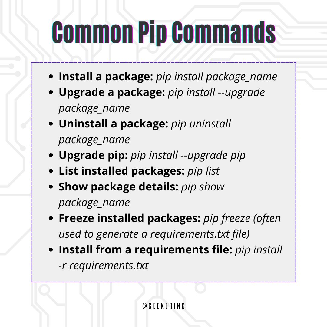 Geekering on LinkedIn: #python #coding #programming #developers #pip # ... Geekering on LinkedIn: #python #coding #programming #developers #pip # ...