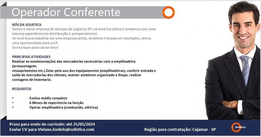Eric Aquino on LinkedIn: #vagas #operador #conferente #logística #solistica Eric Aquino on LinkedIn: #vagas #operador #conferente #logística #solistica