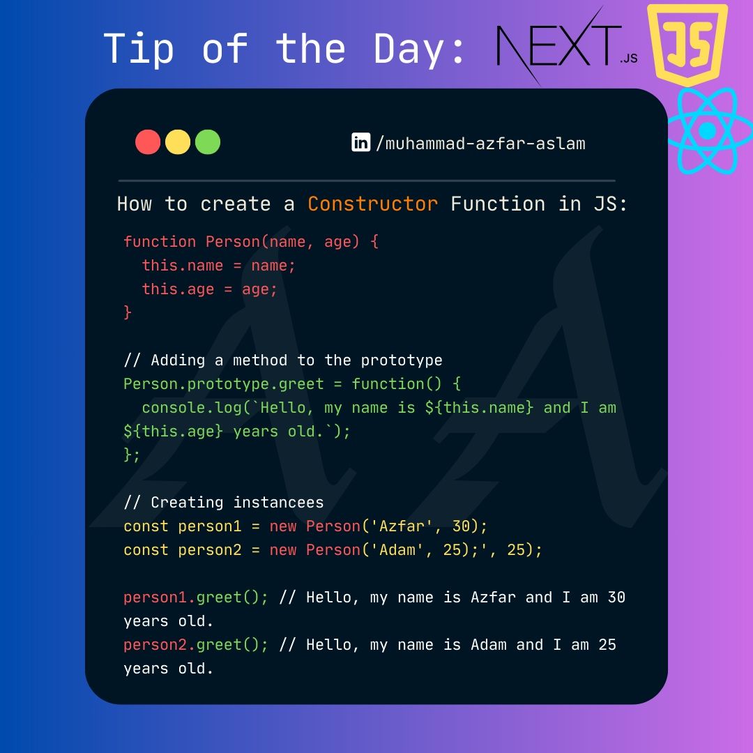 Learn about constructor functions in JavaScript | Muhammad Azfar Aslam ... Learn about constructor functions in JavaScript | Muhammad Azfar Aslam ...