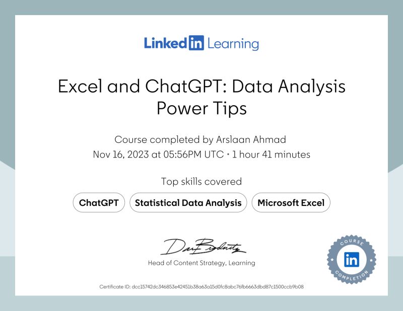 Arslaan Ahmad on LinkedIn: Certificate of Completion Arslaan Ahmad on LinkedIn: Certificate of Completion