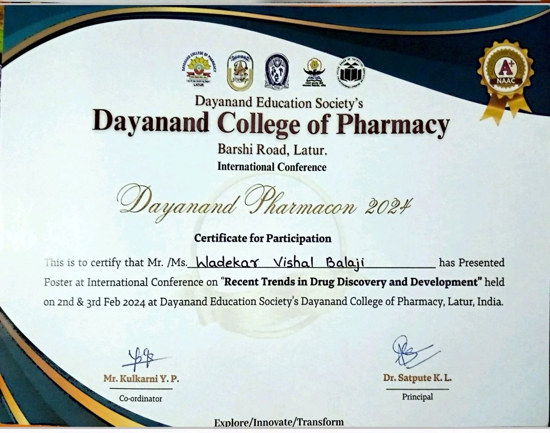 Vishal Wadekar on LinkedIn: #dayanandpharmacon2024 Vishal Wadekar on LinkedIn: #dayanandpharmacon2024