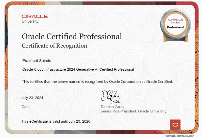 Prashant Shinde on LinkedIn: #oracle #oracleai Prashant Shinde on LinkedIn: #oracle #oracleai