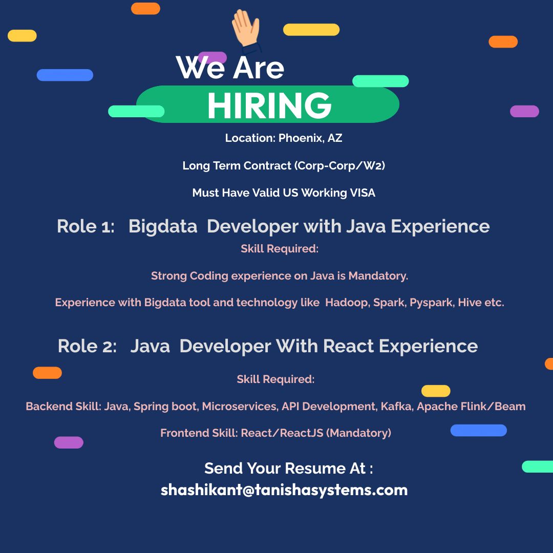 Shashikant Gupta on LinkedIn: Hiring Bigdata & Java Developer!! Must ... Shashikant Gupta on LinkedIn: Hiring Bigdata & Java Developer!! Must ...