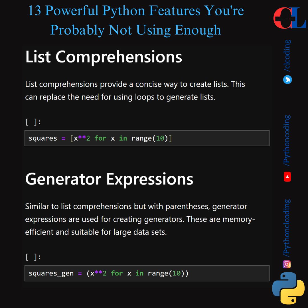 Python Coding on LinkedIn: 13 Powerful Python Features you are probably ... Python Coding on LinkedIn: 13 Powerful Python Features you are probably ...