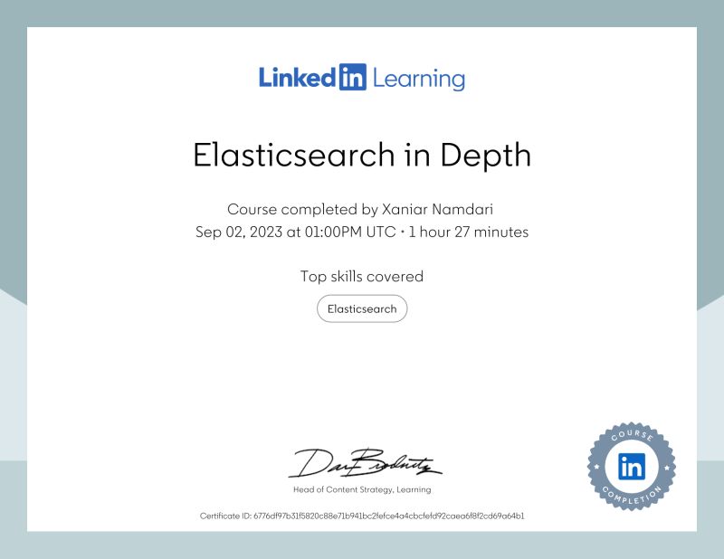 Xaniar Namdari on LinkedIn: Certificate of Completion Xaniar Namdari on LinkedIn: Certificate of Completion