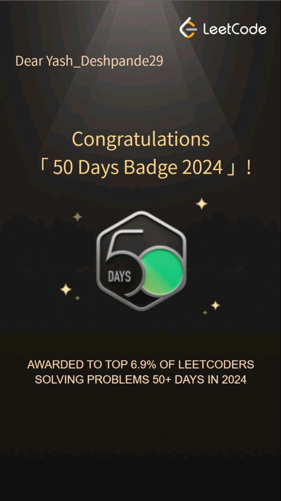Yash Deshpande on LinkedIn: Unlocked the 50-day LeetCode badge. The ... Yash Deshpande on LinkedIn: Unlocked the 50-day LeetCode badge. The ...