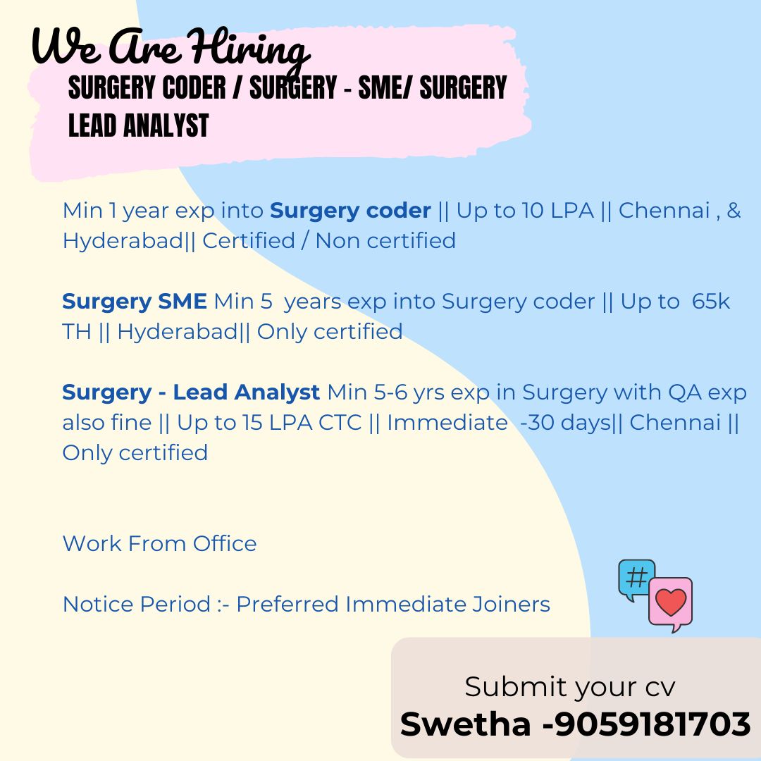 Swetha Axis Services on LinkedIn: We Are Hiring Surgery Coder / Surgery ... Swetha Axis Services on LinkedIn: We Are Hiring Surgery Coder / Surgery ...