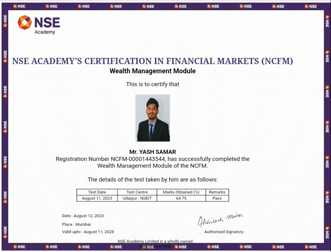 YASH SAMAR on LinkedIn: #ncfm #wealthmanagementservices # ... YASH SAMAR on LinkedIn: #ncfm #wealthmanagementservices # ...