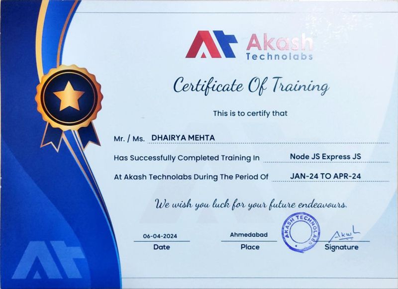 Dhairya Mehta on LinkedIn: #nodejs #expressjs #learning #techcareer Dhairya Mehta on LinkedIn: #nodejs #expressjs #learning #techcareer