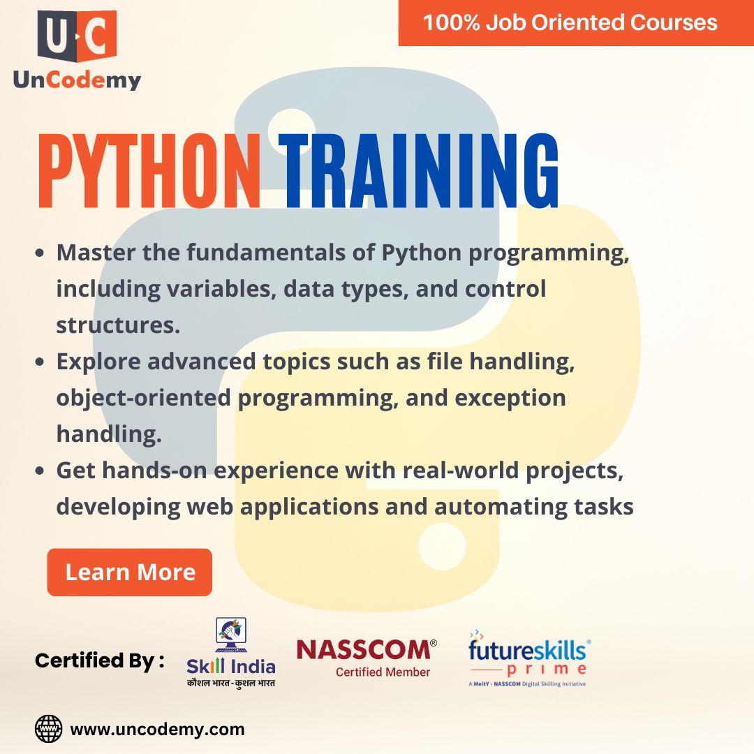 Uncodemy on LinkedIn: #uncodemy #pythontraining #pythonprogramming # ... Uncodemy on LinkedIn: #uncodemy #pythontraining #pythonprogramming # ...
