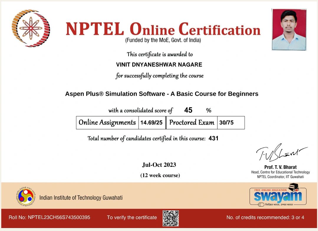 Vinit Nagare on LinkedIn: #nptel #simulationsoftware #aspen Vinit Nagare on LinkedIn: #nptel #simulationsoftware #aspen