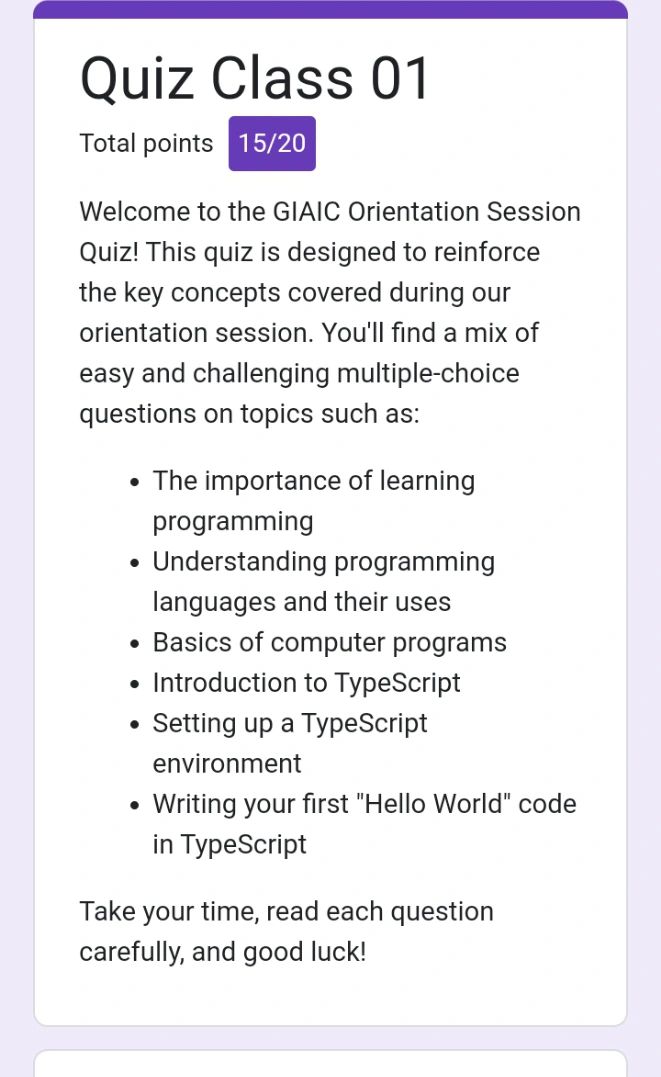 Sheeza rashid on LinkedIn: just completed quiz 1 in typescript with ... Sheeza rashid on LinkedIn: just completed quiz 1 in typescript with ...
