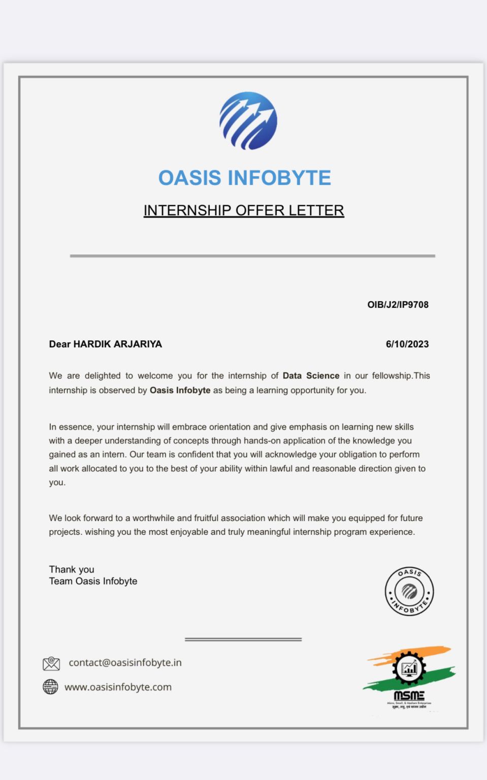 Hardik Arjariya on LinkedIn: #connections #oasisinfobyte Hardik Arjariya on LinkedIn: #connections #oasisinfobyte