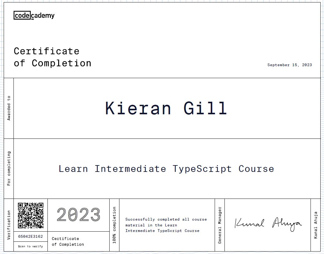 Kieran Gill on LinkedIn: #typescript #javascript #openforwork #coding Kieran Gill on LinkedIn: #typescript #javascript #openforwork #coding