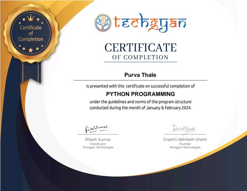 Purva T. on LinkedIn: Techgyan - python programming Purva T. on LinkedIn: Techgyan - python programming