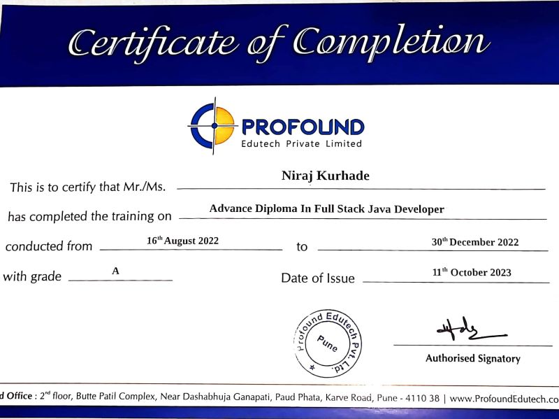 NIRAJ KURHADE on LinkedIn: Hello connections,I am happy to share that I ... NIRAJ KURHADE on LinkedIn: Hello connections,I am happy to share that I ...