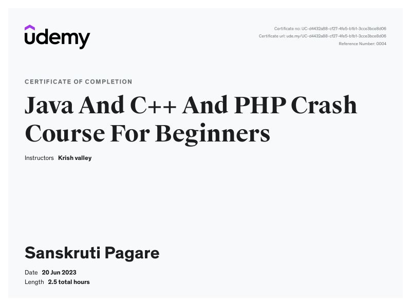 Sanskruti Pagare on LinkedIn: #java #c #php #programming #udemy # ... Sanskruti Pagare on LinkedIn: #java #c #php #programming #udemy # ...