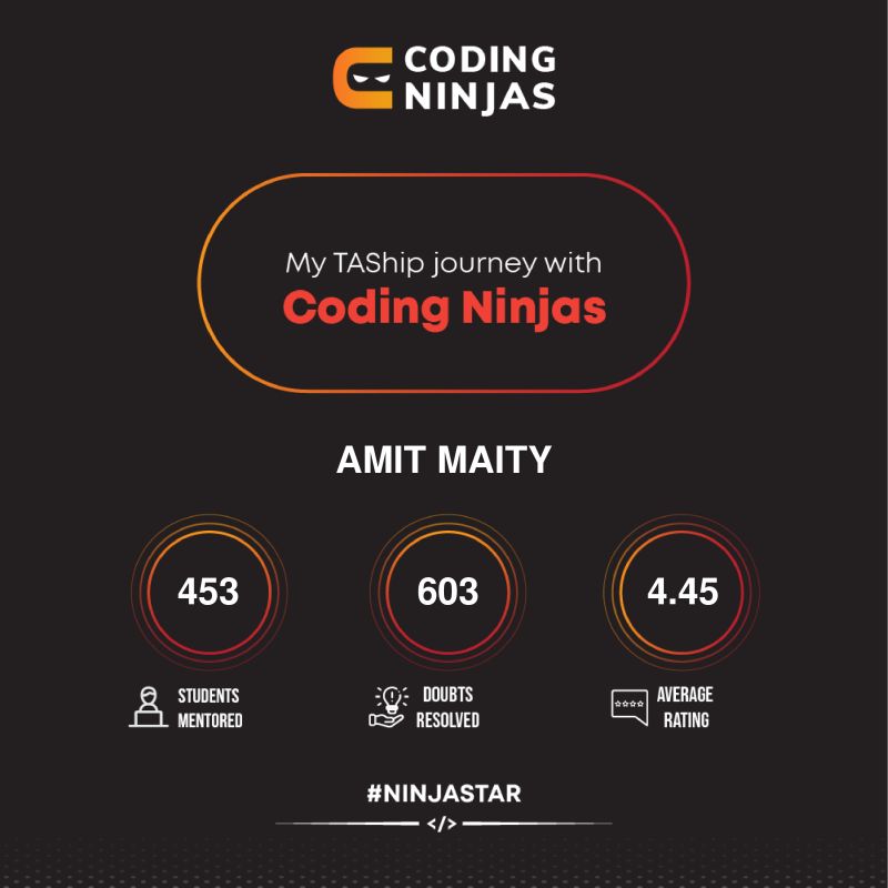 Amit Maity on LinkedIn: #coding #codingninjas #taship #dsa #cpp # ... Amit Maity on LinkedIn: #coding #codingninjas #taship #dsa #cpp # ...