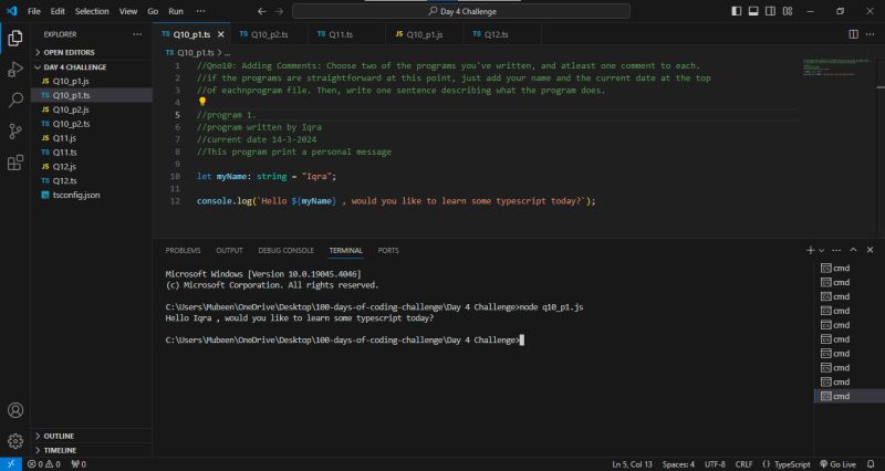 Iqra Naz on LinkedIn: #100daysofcodingchallenge #typescript # ... Iqra Naz on LinkedIn: #100daysofcodingchallenge #typescript # ...