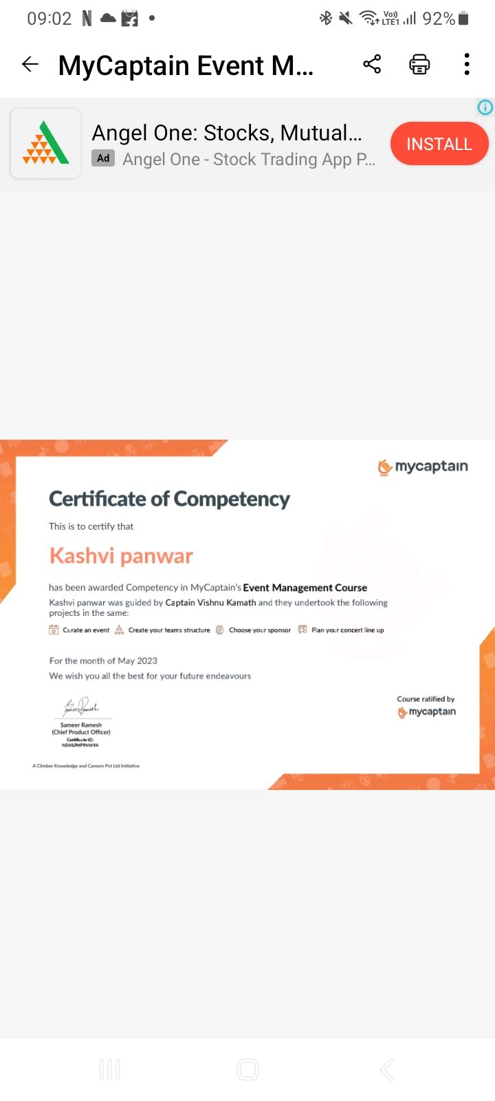 Kashvi Panwar on LinkedIn: Completed my Event management course by ... Kashvi Panwar on LinkedIn: Completed my Event management course by ...