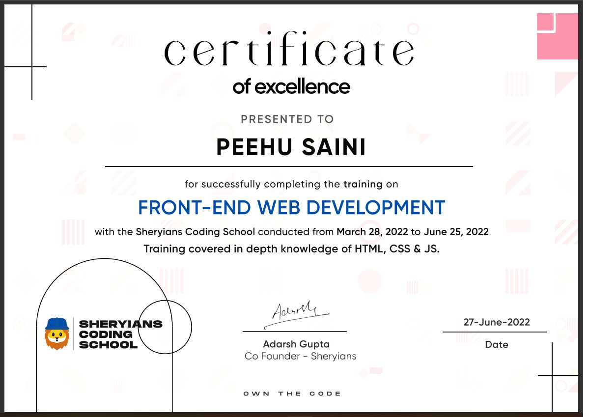 PEEHU SAINI on LinkedIn: #html #css #javascript #frontend #webdevelopment PEEHU SAINI on LinkedIn: #html #css #javascript #frontend #webdevelopment