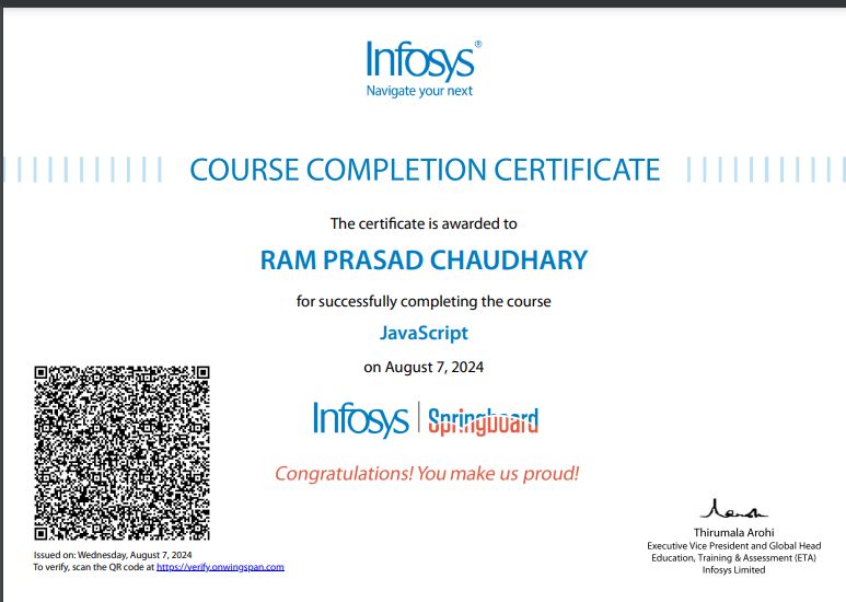 RAM PRASAD CHAUDHARY on LinkedIn: #infosys #javascript #webdevelopment ... RAM PRASAD CHAUDHARY on LinkedIn: #infosys #javascript #webdevelopment ...