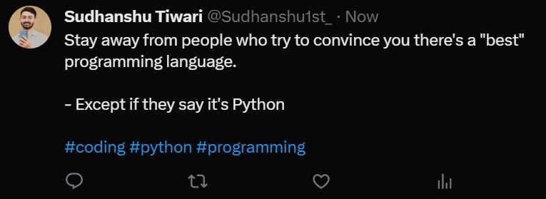 Sudhanshu Tiwari on LinkedIn: #coding #python #programming | 10 comments Sudhanshu Tiwari on LinkedIn: #coding #python #programming | 10 comments