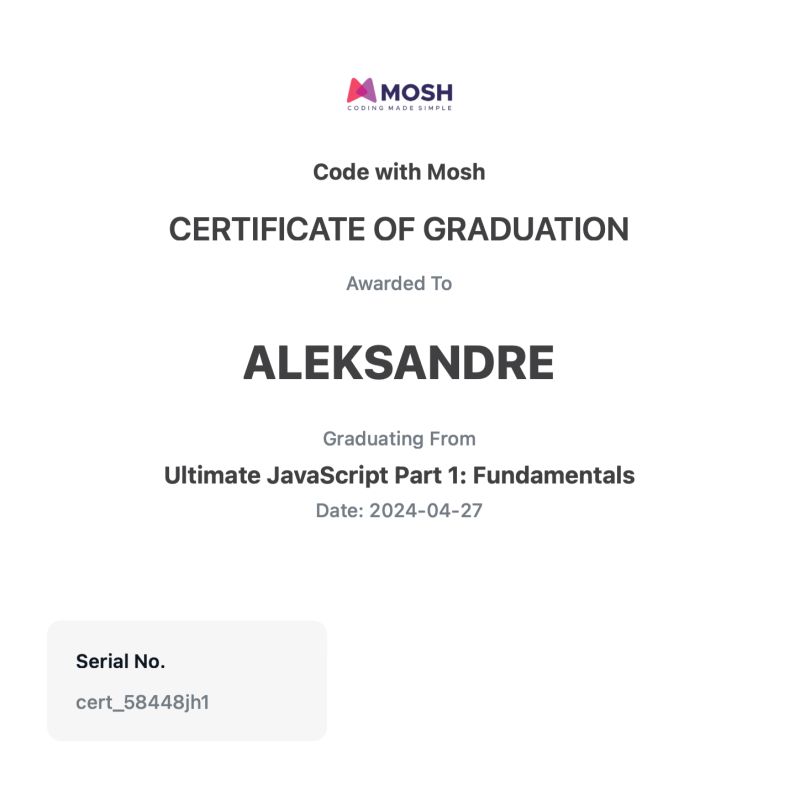 Aleksandre Voronini on LinkedIn: #codewithmosh #javascript Aleksandre Voronini on LinkedIn: #codewithmosh #javascript