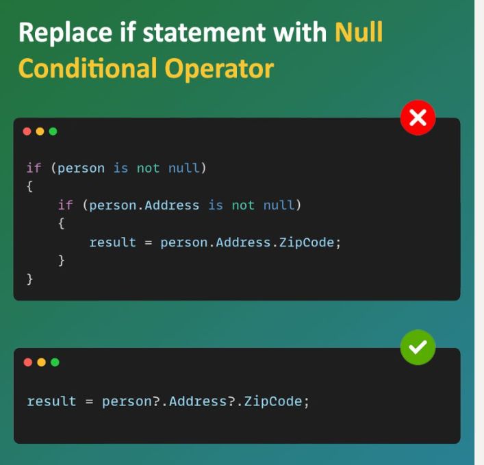 Avadhesh Sengar on LinkedIn: C#: Replace if statement with Null ... Avadhesh Sengar on LinkedIn: C#: Replace if statement with Null ...