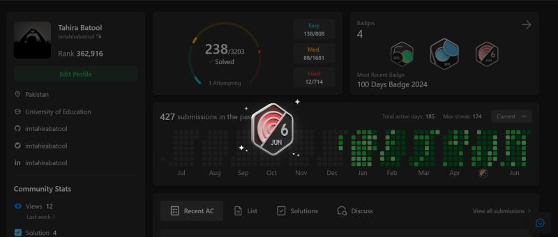 Tahira Batool on LinkedIn: #leetcode #codingchallenge #consistency # ... Tahira Batool on LinkedIn: #leetcode #codingchallenge #consistency # ...