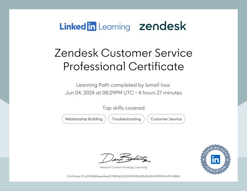 Ismail Issa on LinkedIn: Certificate of Completion Ismail Issa on LinkedIn: Certificate of Completion