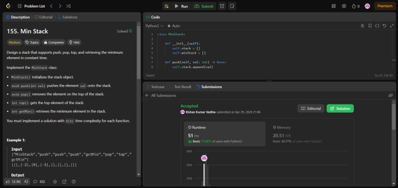 Kishan Kumar Vadhia on LinkedIn: #100daysofcode #leetcode #stack # ... Kishan Kumar Vadhia on LinkedIn: #100daysofcode #leetcode #stack # ...
