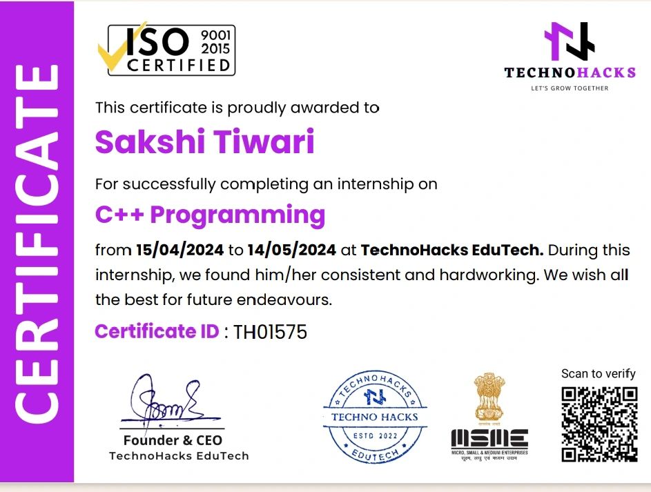 SAKSHI TIWARI on LinkedIn: #cplusplus #certification #internship # ... SAKSHI TIWARI on LinkedIn: #cplusplus #certification #internship # ...