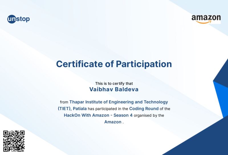 Vaibhav Baldeva on LinkedIn: #amazonhackathon #coding #learning # ... Vaibhav Baldeva on LinkedIn: #amazonhackathon #coding #learning # ...