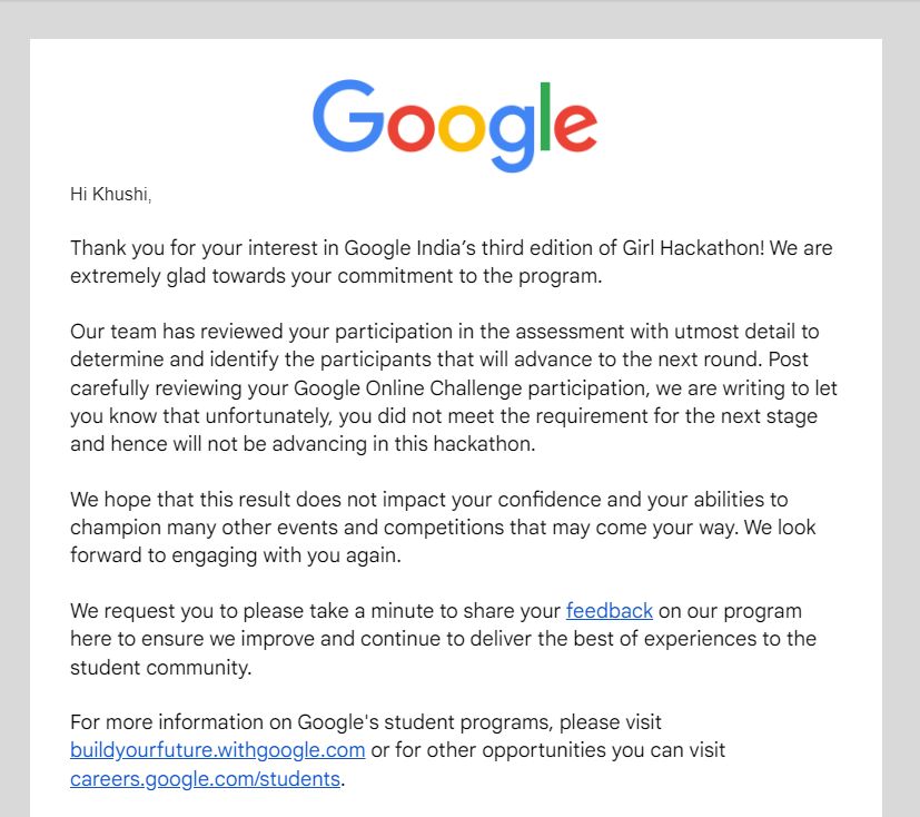 Khushi Rani on LinkedIn: #googlegirlhackathon #womenintech # ... Khushi Rani on LinkedIn: #googlegirlhackathon #womenintech # ...