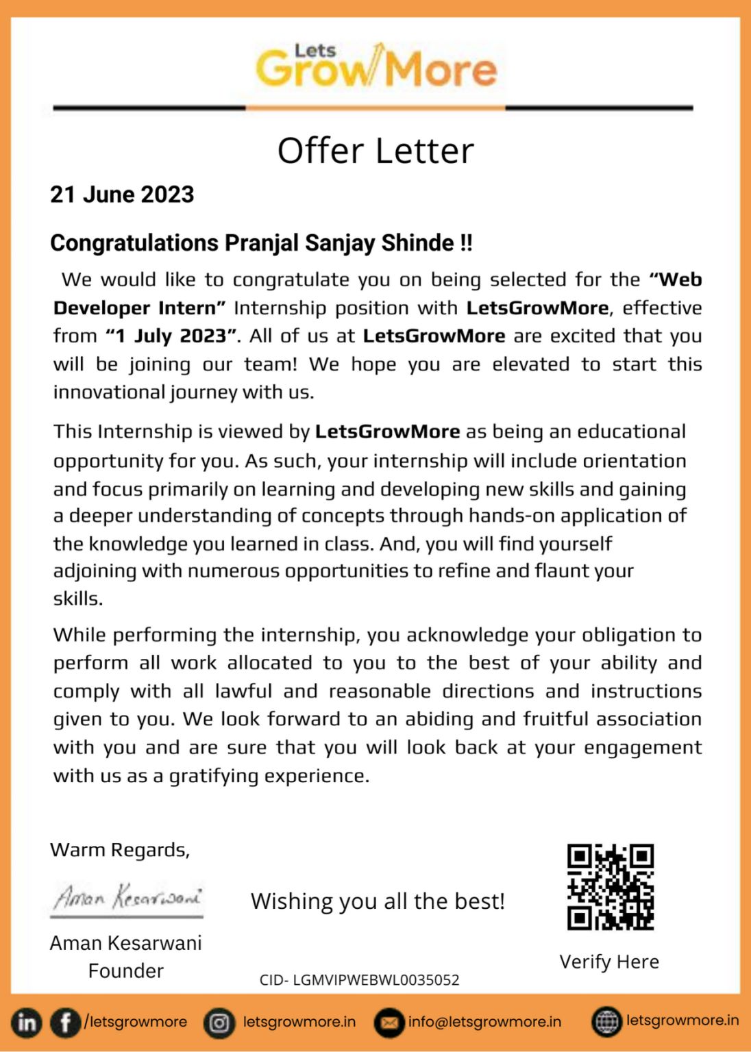 Pranjal Shinde on LinkedIn: #letsgrowmore #internship #lgmvip # ... Pranjal Shinde on LinkedIn: #letsgrowmore #internship #lgmvip # ...
