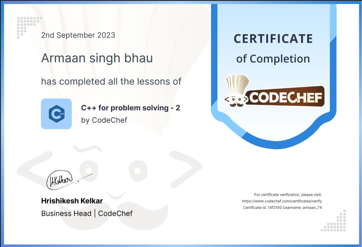 Armaan singh bhau on LinkedIn: #codechef Armaan singh bhau on LinkedIn: #codechef