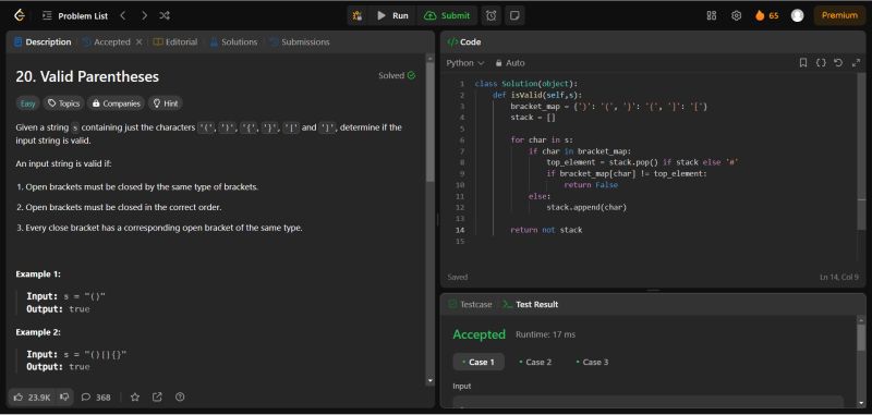 Vaishnavi Mishra on LinkedIn: 🚀 Day 26 of 50: Validating Parentheses ... Vaishnavi Mishra on LinkedIn: 🚀 Day 26 of 50: Validating Parentheses ...