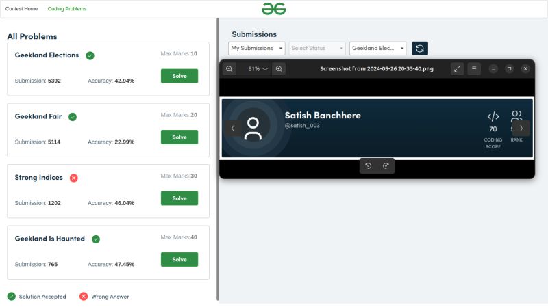 Satish Banchhere on LinkedIn: #gfg #weeklycontest #codingjourney Satish Banchhere on LinkedIn: #gfg #weeklycontest #codingjourney