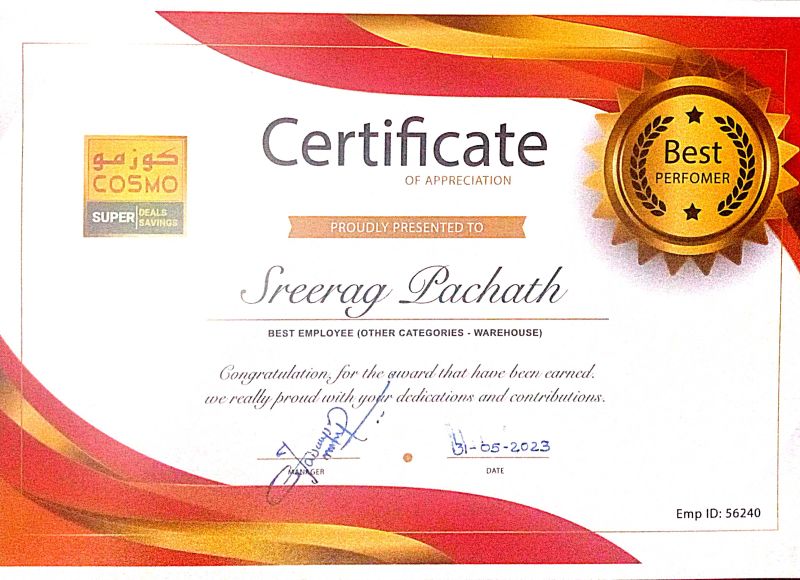 Sreerag P on LinkedIn: Awarded Best Employee of the month(May 2023) Sreerag P on LinkedIn: Awarded Best Employee of the month(May 2023)