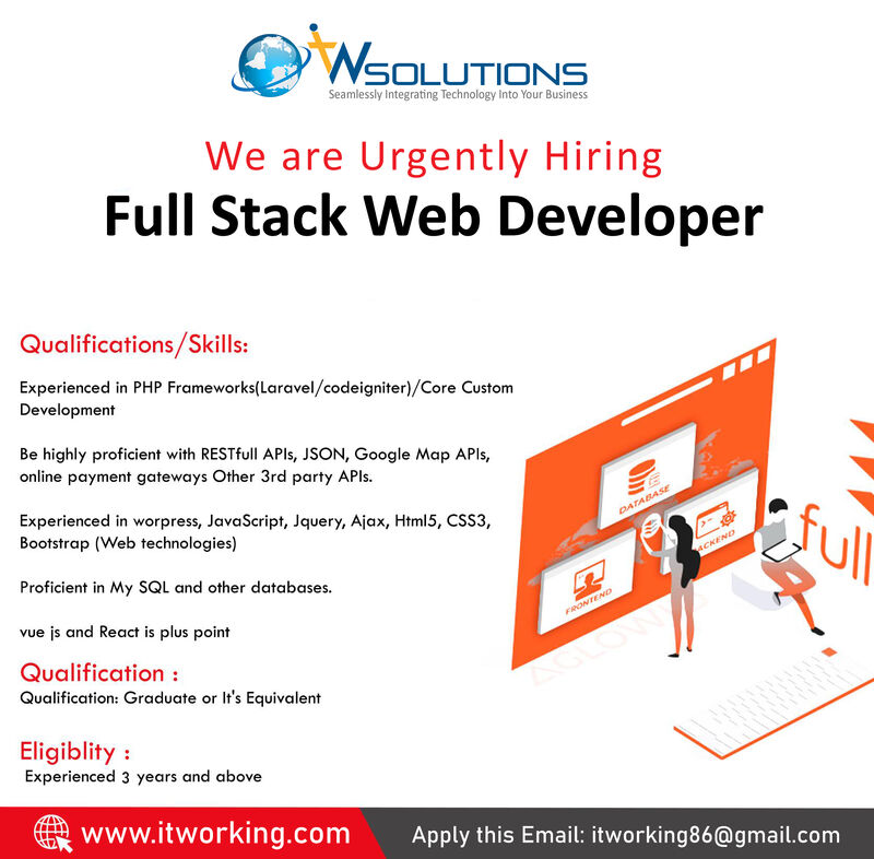 it working solutions on LinkedIn: We are Urgently Full Stack Web Developer it working solutions on LinkedIn: We are Urgently Full Stack Web Developer