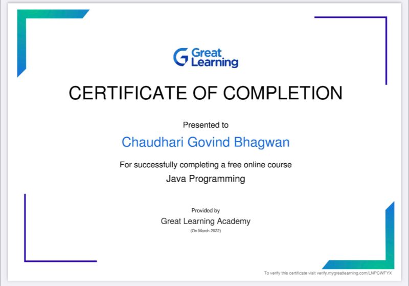 Govind Chaudhari on LinkedIn: #greatlearning #java Govind Chaudhari on LinkedIn: #greatlearning #java