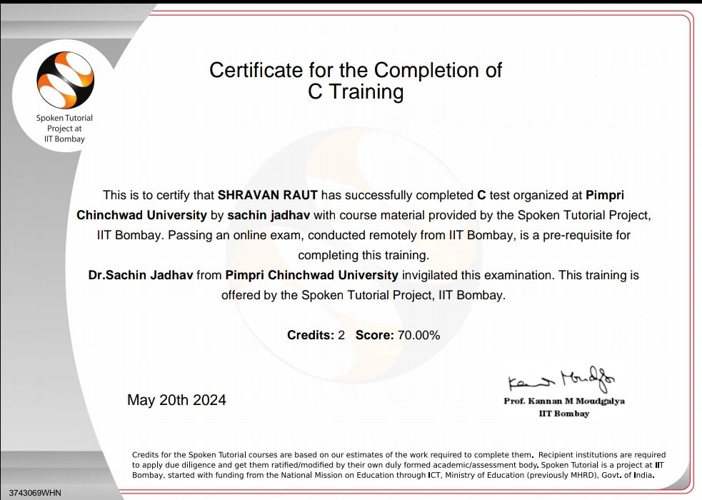 SHRAVAN RAUT on LinkedIn: #iitbombay #coding #pimprichinchwaduniversity SHRAVAN RAUT on LinkedIn: #iitbombay #coding #pimprichinchwaduniversity
